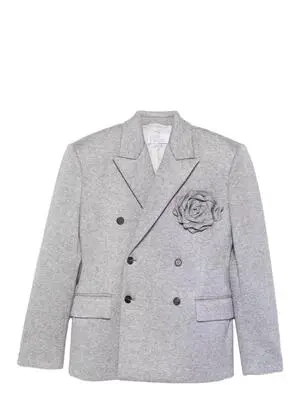 Giuseppe Di Morabito Rose-embellished Double-breasted Blazer - Grey