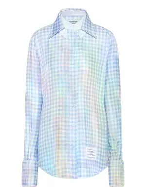 Thom Browne Silk Twill Gingham-check Shirt - Blue