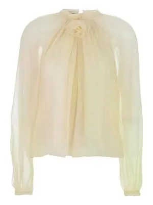 Alberta Ferretti Floral Ruffled Blouse - Neutrals
