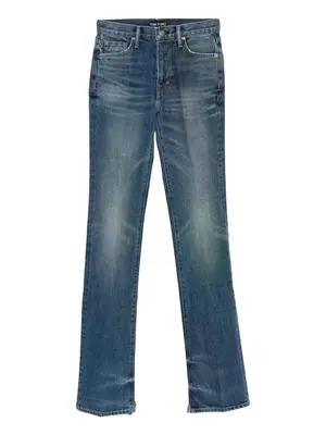 TOM FORD Stretch Raw Denim Flared Trousers - Blue