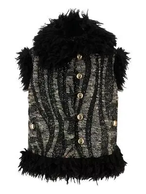 Emilio Pucci Fur-trimmed Button Jacket - Black