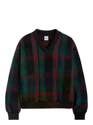 Aspesi Plaid V-neck Sweater - Blue