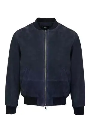 YVES SALOMON Suede Bomber Jacket - Blue