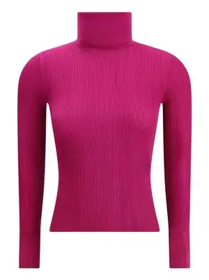 Saint Laurent Roll-neck Ribbed Sweater - Pink