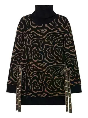 Emilio Pucci Patterned Tie-side Sweater - Black