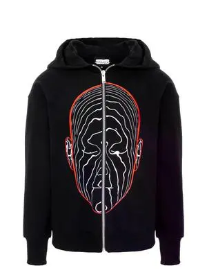 HAMZA Graphic-print Zip Hoodie - Black