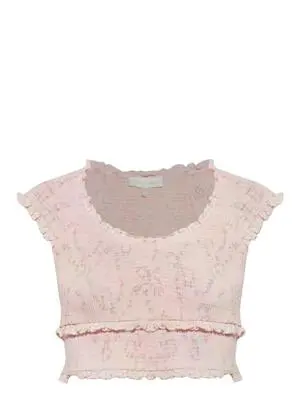 LoveShackFancy Floral Ruffled Top - Pink