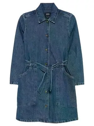A.p.c. Belted Denim Shirt Dress - Blue