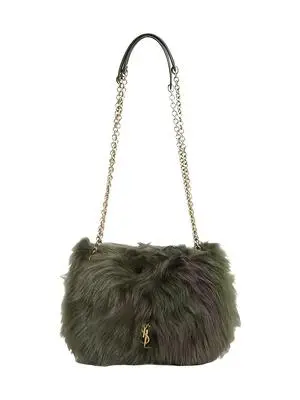 Saint Laurent Jamie Shearling Shoulder Bag - Green