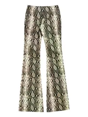 DURAN LANTINK Snake-print Flared Trousers - Neutrals