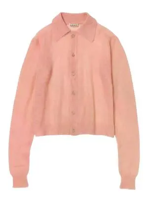 Auralee Collared Mohair Cardigan - Pink