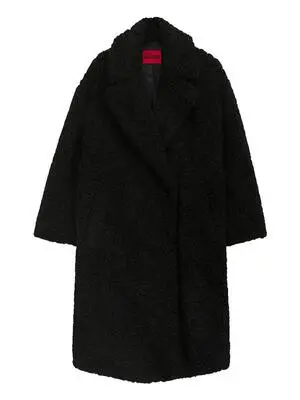 Hugo Textured Double-breasted Coat - Black