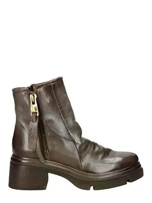 A.S.98 Leather Zip Boots - Brown