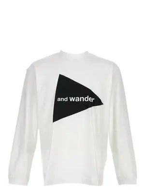 AND WANDER Logo-print Crew-neck T-shirt - White
