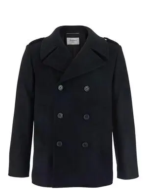 Saint Laurent Double-breasted Notch Lapel Coat - Black