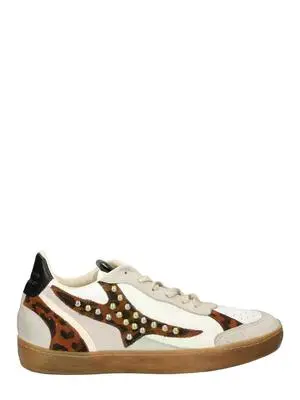 A.S.98 Studded Animal-print Sneakers - White