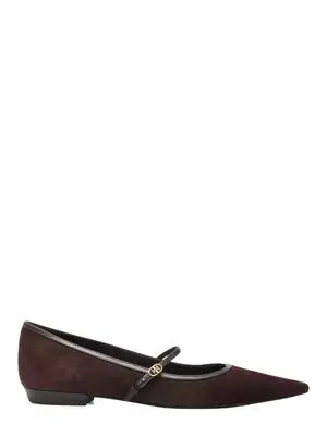 Tory Burch Double T Buckle Mary Jane Flats - Brown
