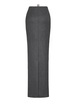 Thom Browne Wool Flannel Pencil Maxi Skirt - Grey