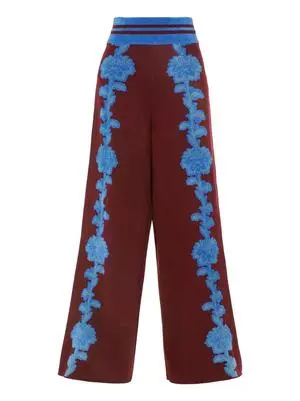 TEMPERLEY LONDON Floral Knit Trousers - Red