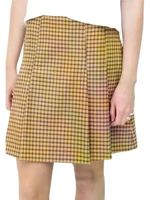 Hugo Boss Plaid Pleated Mini Skirt - Yellow