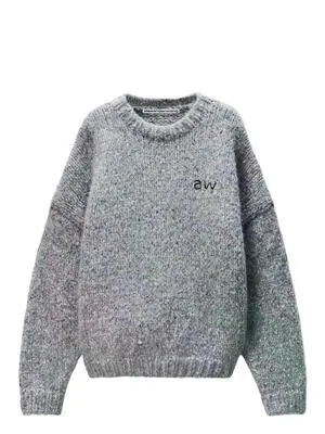 Alexander Wang Embroidered Crew-neck Sweater - Grey