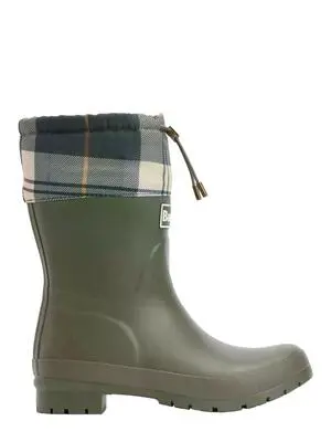 Barbour Tartan Drawstring Boots - Green