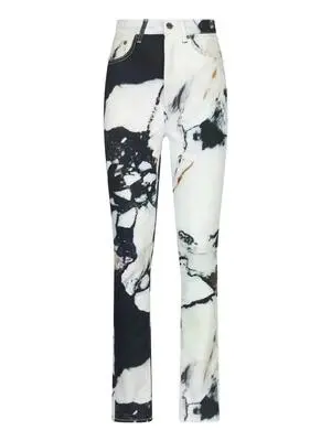 Roberto Cavalli Marble-print Trousers - Black