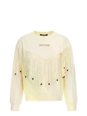 Roberto Cavalli Fringe Sweatshirt - Neutrals