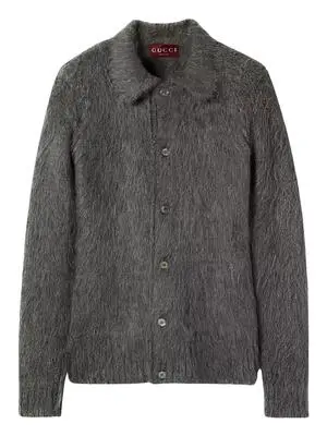 Gucci Collared Buttoned Cardigan - Grey