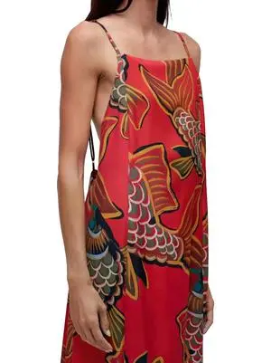 OSKLEN Printed Maxi Dress Red