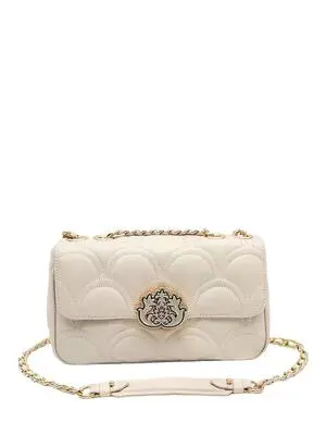 ISLA Quilted Appliqué Shoulder Bag - White