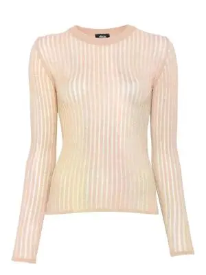 Dixie Open-knit Long Sleeve Sweater - Pink