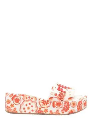 Fendi 55mm Sunshine Floral-print Sandals - Neutrals