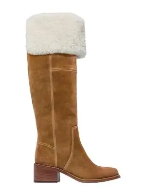 Bernardo 1946 Brix Shearling-cuff Suede Boots - Brown