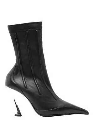 MUGLER 95mm Leather Ankle Boots - Black