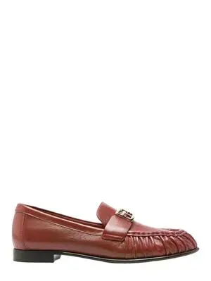 Fendi Baguette Leather Loafers - Red