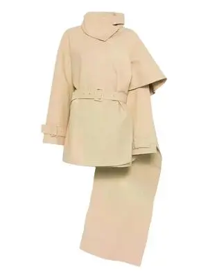 ENTIRE STUDIOS Mini Belted Scarf Coat - Neutrals