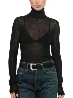 Sprwmn Long-sleeve Turtleneck Top - Black