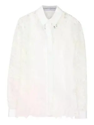GLORIA COELHO Floral-embroidered Lace Shirt - White