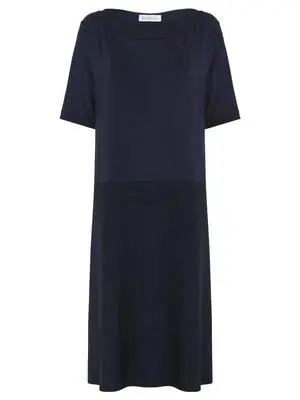 GLORIA COELHO Boat-neck Midi Dress - Blue