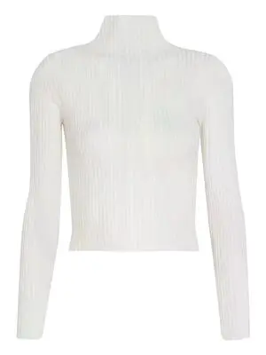 GLORIA COELHO High-neck Ribbed Knit Top - White