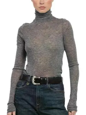 Sprwmn Long-sleeve Turtleneck Top - Grey