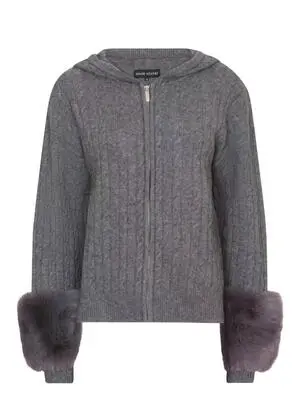 IZAAK AZANEI Cable-knit Zip-up Cardigan - Grey