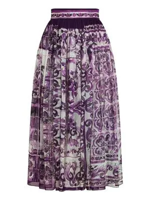 Dolce & Gabbana Silk Midi Skirt - Purple