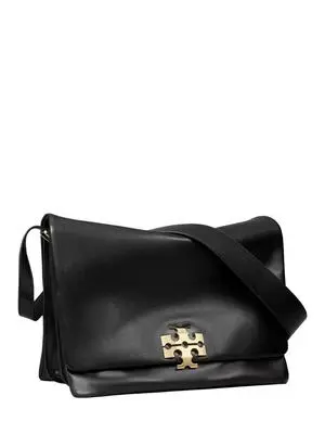 Tory Burch Logo Charlie Shoulder Bag - Black