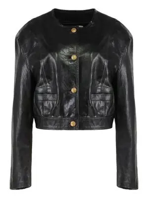 HALFBOY Buttoned Leather Jacket - Black