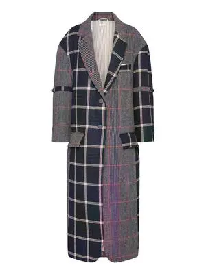 Thom Browne Prince Of Wales-check Coat - Blue