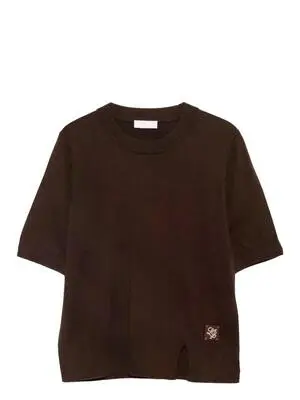 Liu Jo Logo-patch Knitted Top - Brown
