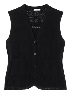 ERES Mixte Pointelle-knit Wool And Cashmere-blend Vest - Black