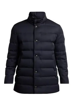 Moncler Quilted Down Long Parka With Hood - Navy